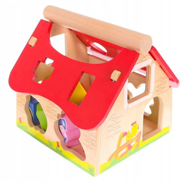 Wooden farm shape sorting toy with animals – Chiba Chaba